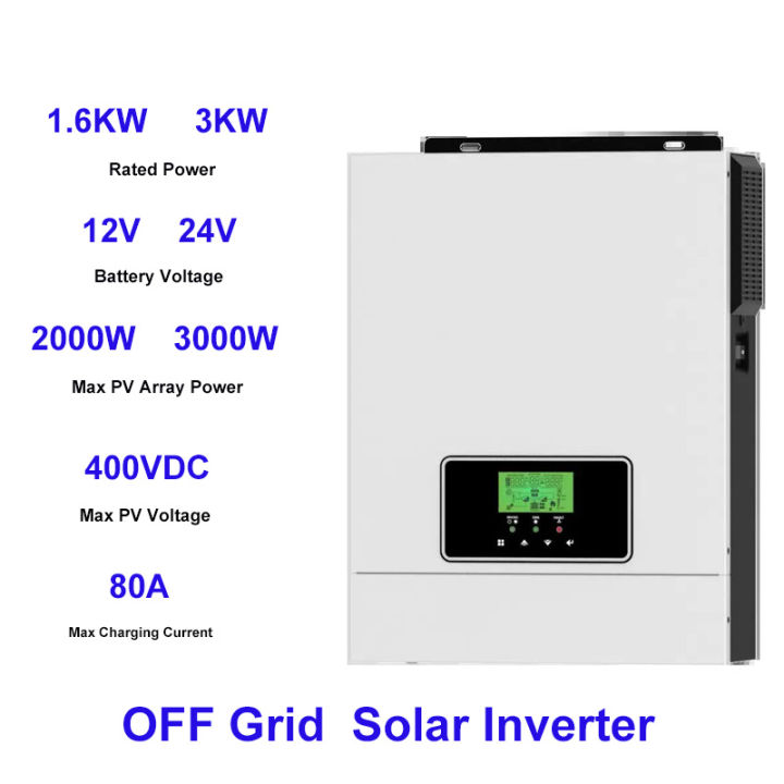 1.6KW 3KW Solar Hybrid Inverter DC 12V 24V To AC 230V Off Grid Hybrid ...