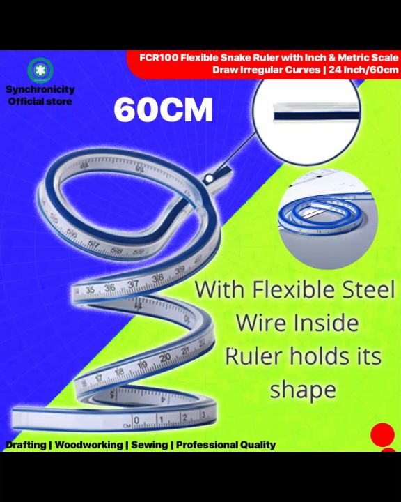 FCR100 Flexible Curve Snake Ruler with Inch and Metric Scale Markings ...