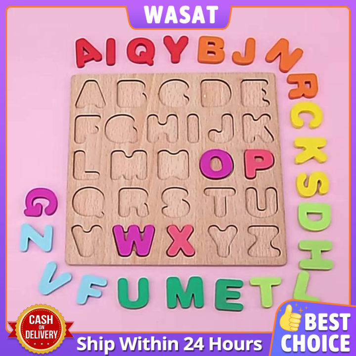 26 Letters Wooden ABC Puzzles Wooden Toys Pairing Scratch Board ...
