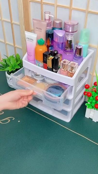 Rak Kosmetik Laci Kosmetik Plastik 3 Susun Rak Makeup Organizer Tabitha ...