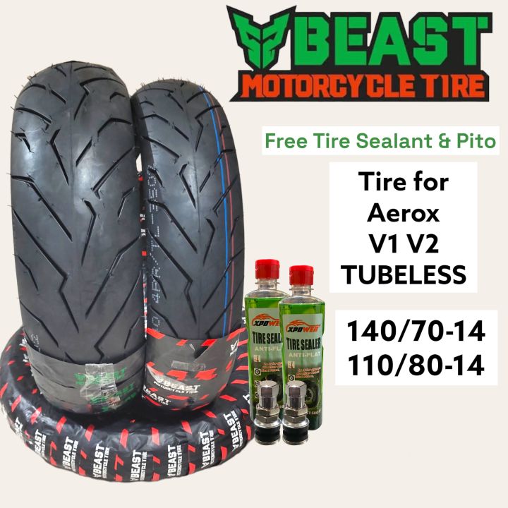 BEAST TIRE TUBELESS SIZE 14 FOR AEROX STOCK SIZE WITH TIRE SEALANT ...
