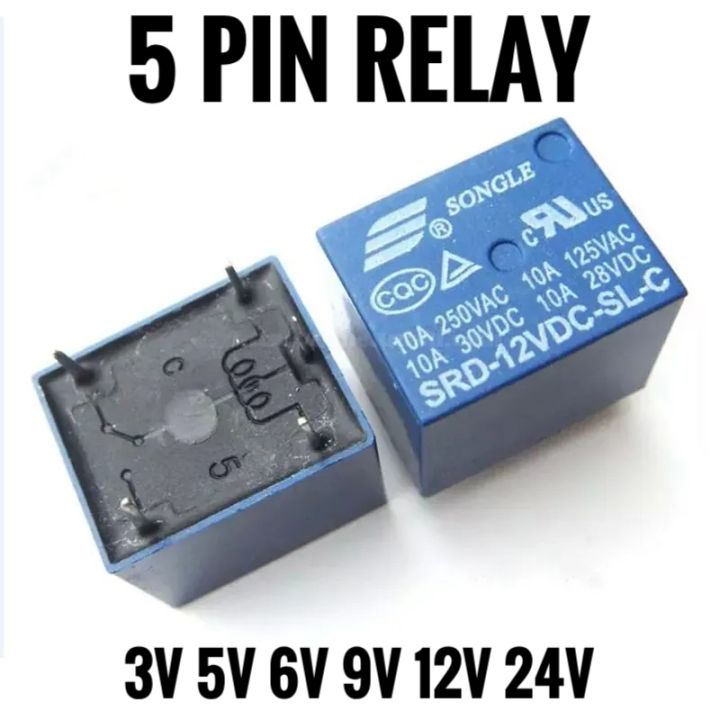 1pc Songle Mini Relay 5 Pins 10A 3V 5V 6V 9V 12V 24V | Lazada PH