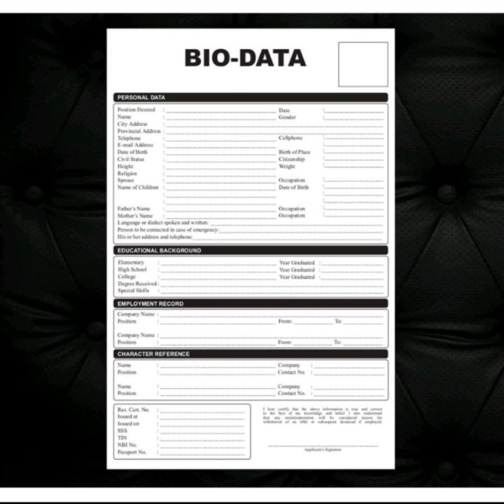 BIODATA/ APPLICATION FORM/RESUME 100 pcs/pack 8.5" x 13" | Lazada PH