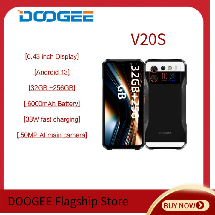 DOOGEE V20S 6.43" AMOLED FHD+ 6000mAh/33W fast charging 32GB RAM+256GB ROM Rugged Mobile Phone ...