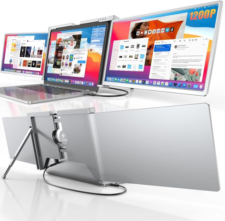 LIMINK LK16 16inch Portable Triple Monitor 1200P Dual Screens Extender ...