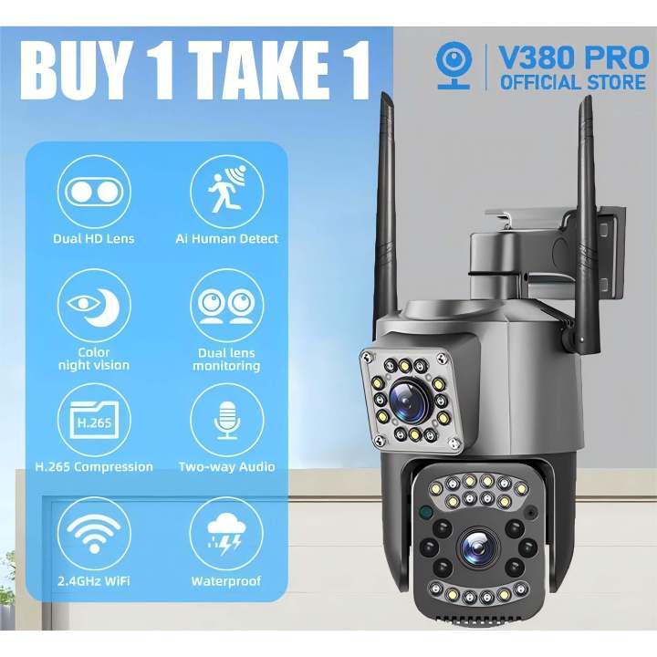 V380 PRO CCTV Camera Wifi Connect 360 Dual Lens CCTV Camera With 2 Way Audio Surveillance Camera ...