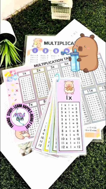 Math Multiplication Table Cards & Chart | Capybara |Jadual & Kad Darab ...