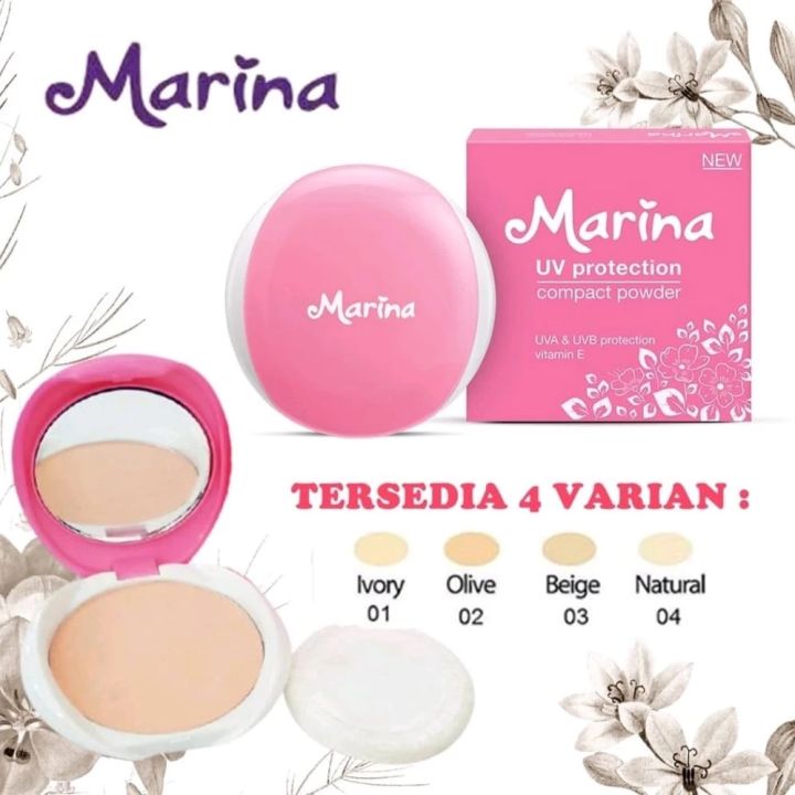 Bedak Marina Compact powder dengan UV A UV B melindungi dari sinar ...