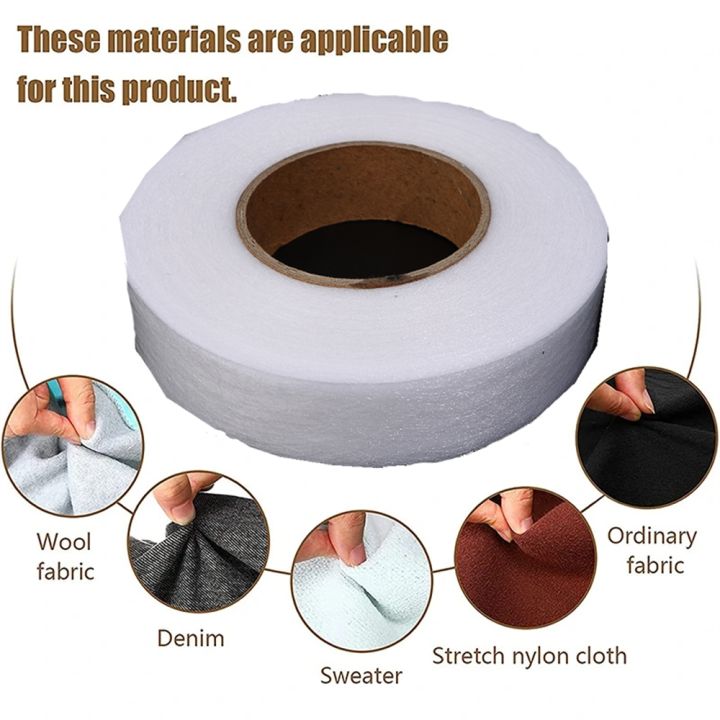 White Double Sided Sewing Accessory Adhesive Tape Cloth Apparel Fusible Interlining Fabric Tape ...
