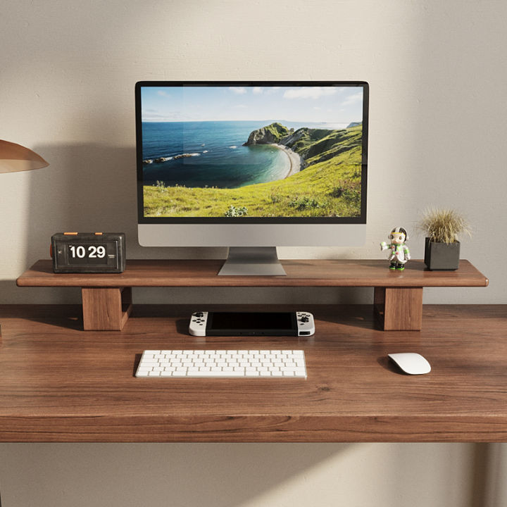 Solid Wood Display Elevated Rack Desktop Computer Screen Riser Desktop ...