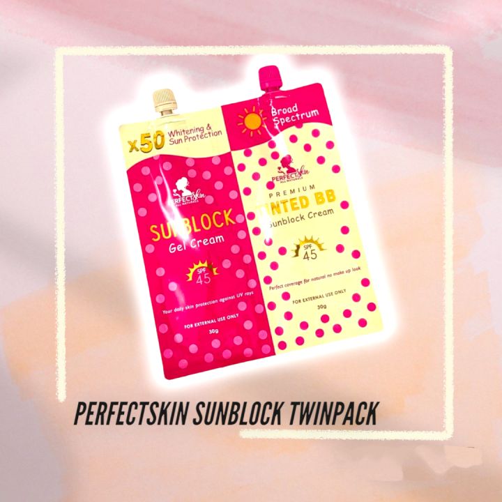 PERFECTSKIN SUNBLOCK TWINPACK SUNSCREEN GEL CREAM 30G, PREMIUM TINTED SUNBLOCK CREAM 30G | Lazada PH