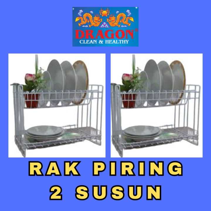 Rak Piring 2 Susun / Rak Besi / Rak Putih Dragon | Lazada Indonesia