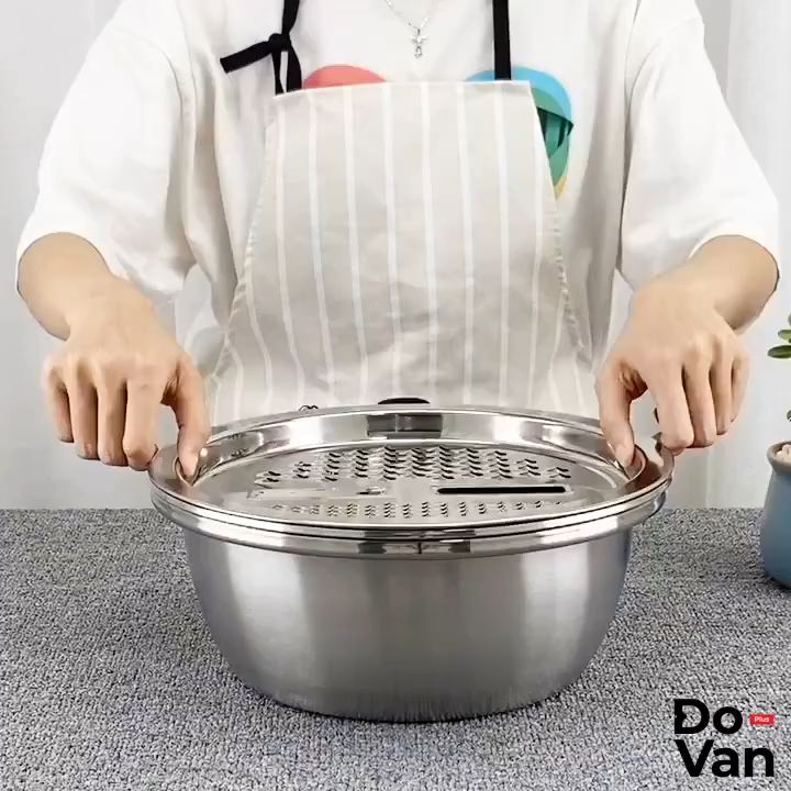 Bộ Bào Rau Củ Kèm Thau Rổ Inox Đa Năng 3 In 1 - Thau Rổ Bào Inox Bền ...