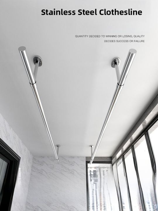 Fixed Stainless Steel Clothes Drying Rod Balcony Top Installation ...