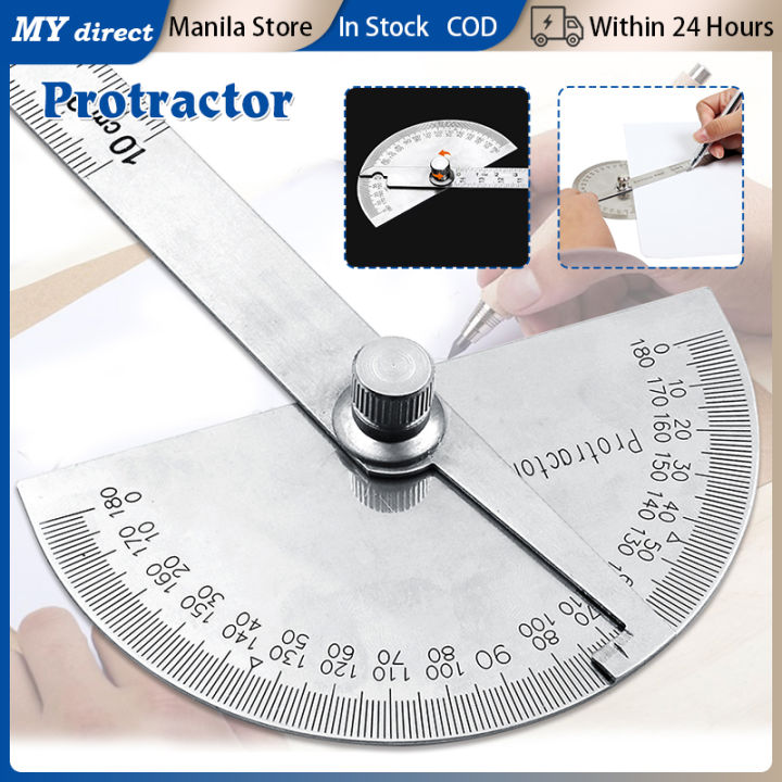 Metal 180 Degree Protractor Stainless Steel Angle Gauge Rotary Round ...