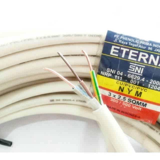 (5 meter) Kabel listrik eterna 3x2.5 MM NYM isi 3 kabel eterma per 5 ...