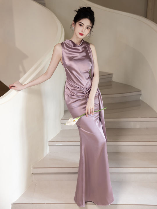 Elegant Purple Evening Gown Women's 2025 New High-End Sensation ...