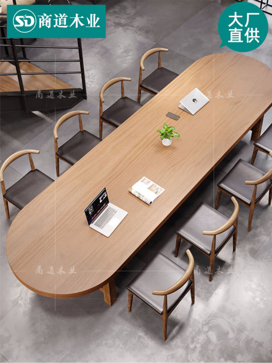 Solid Wood Oval Conference Table Office Desk Reception Area Workstation ...