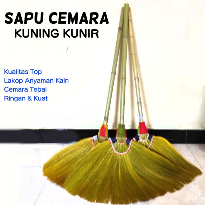 Sapu Lantai Cemara Rayung Kuning Kunir Tebal Ringan Diayun | Lazada ...