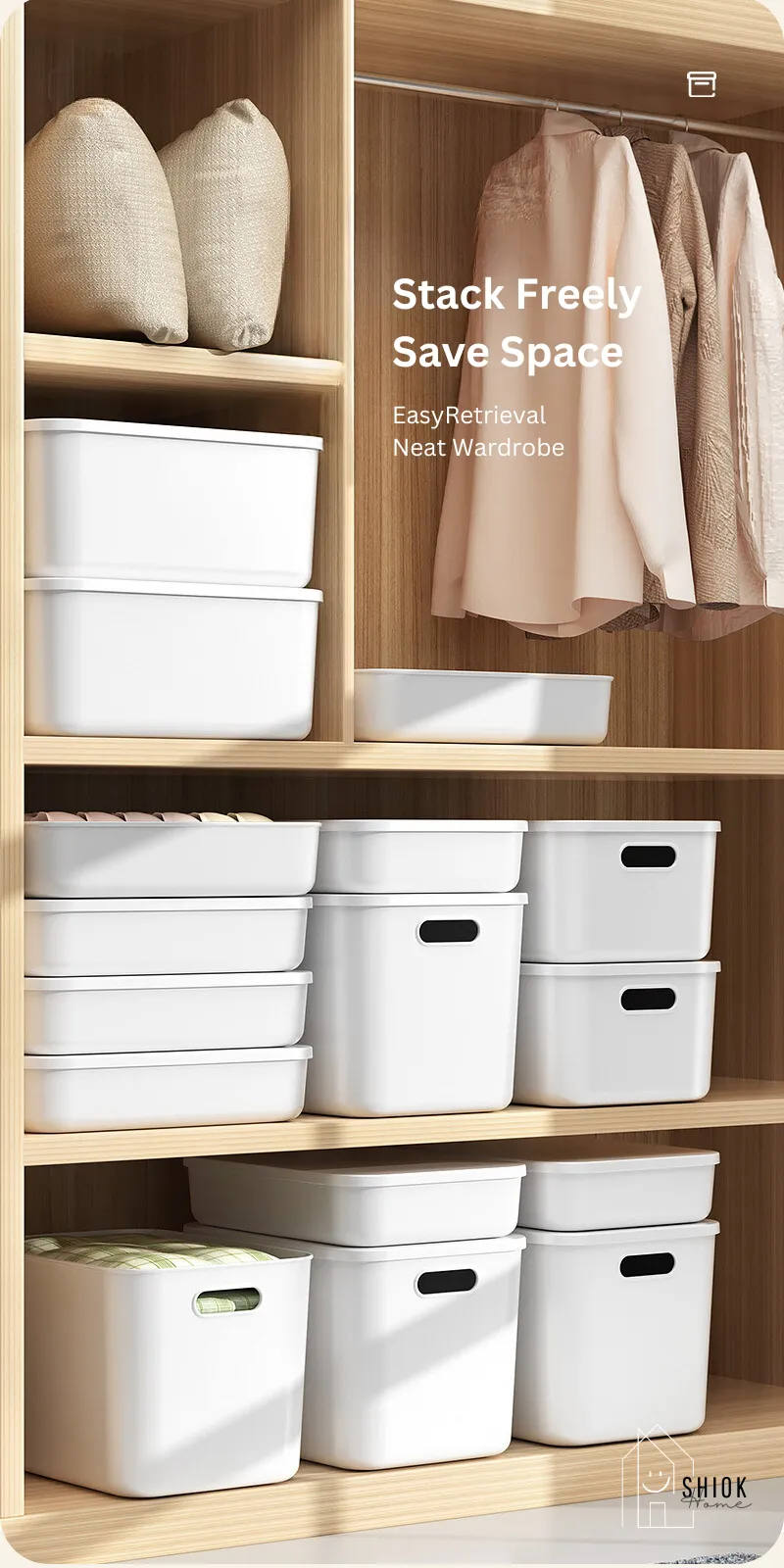 🇸🇬 Ready Stock Stackable Storage Box Dustproof With Lid Makeup Toys ...