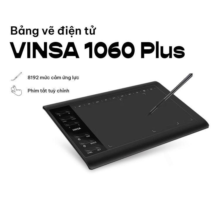 Bảng vẽ điện tử VINSA 1060 Plus - 10*6 inch, 8192 cấp độ lực, độ nhạy ...