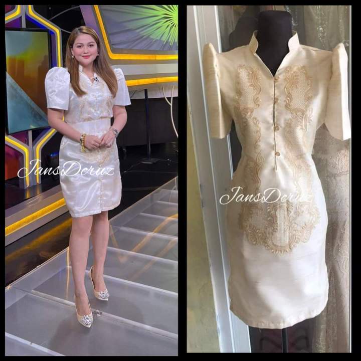 PINYA ORGANZA WITH SILK SATIN LINING FILIPINIANA DRESS | Lazada PH