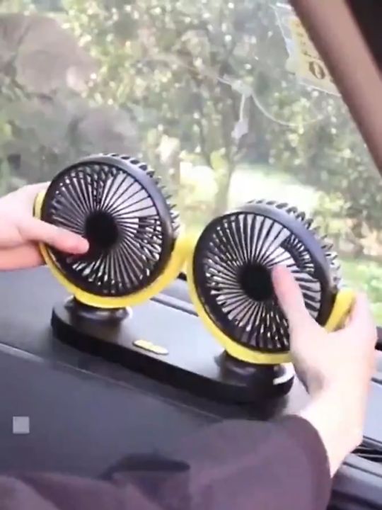 12V Double Headed Car Fan for All Vehicle Type 360 Degree Rotation Car ...