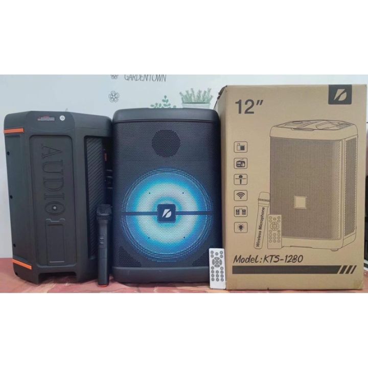 ลําโพงบลูทูธ KTS-1280 ดอก12นิ้ว ปรับ Bass/Treble/Echo มีช่องเสียบไมค์/สายกีต้าร์ | Lazada.co.th
