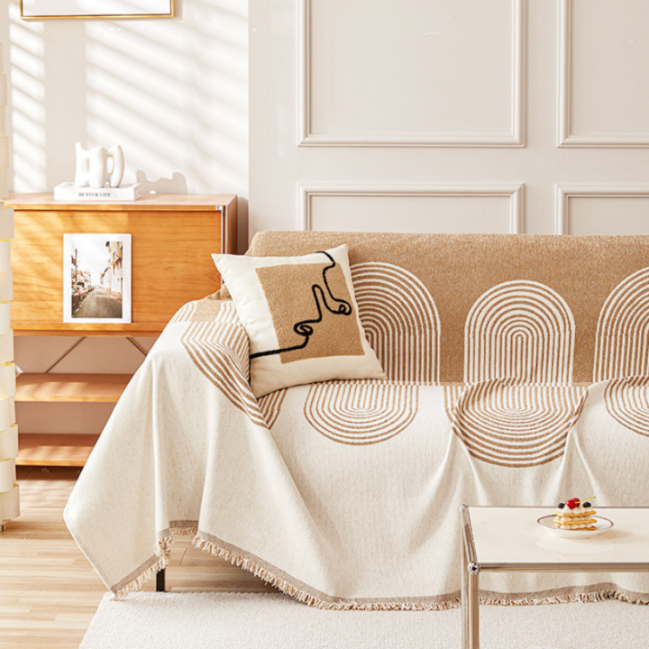 HOYAA Aesthetic Tassel Chenille Sofa Cover Universal Size L Shape Sofa ...
