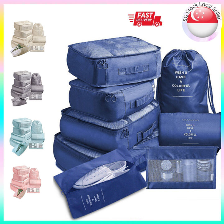 🇸🇬【SG stock】8 Pcs Set Travel Clothes Organizer Travel luggage Organizer ...