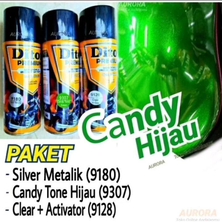 PAKET Diton Premium Silver Metallic 9180 + Candy tone Hijau Ijo 9307 ...