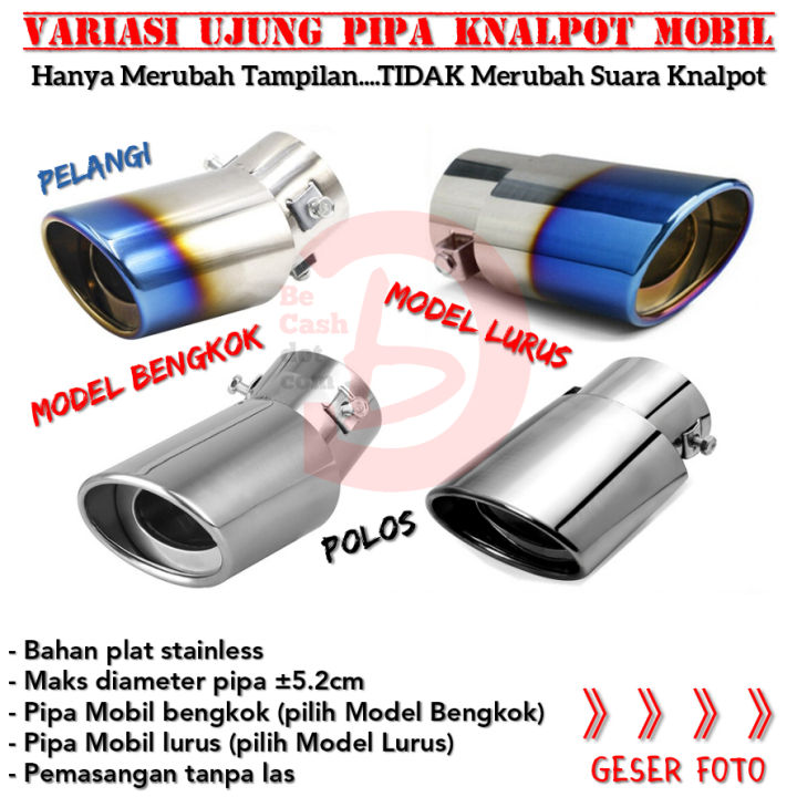 Variasi Tampilan Muffler Ujung Pipa Knalpot Mobil bahan plat stainless ...