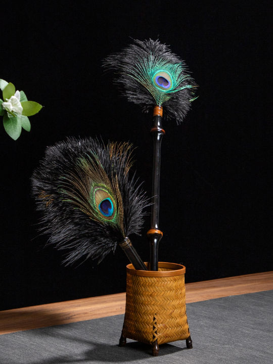 Pheasant Feather Ostrich Feather Dusting Brush Home Use Bamboo Handle ...