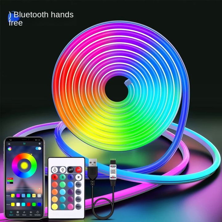 5V USB RGB Neon LED Strip 1M 2M 3M 4M 5M RGB Neon Tape With Bluetooth ...