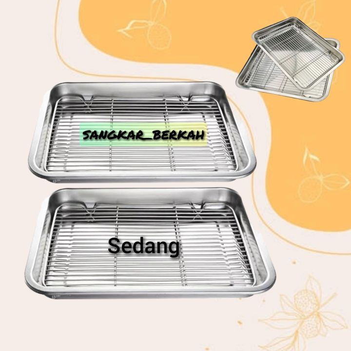 cooling rak peniris minyak dan nampan stainless uk 16x26cm/cooling rak ...