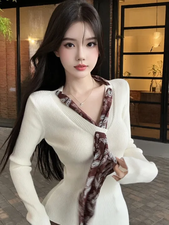 GUZILIAN | เสื้อถักเอวเล็กหรูหรา | Lazada.co.th