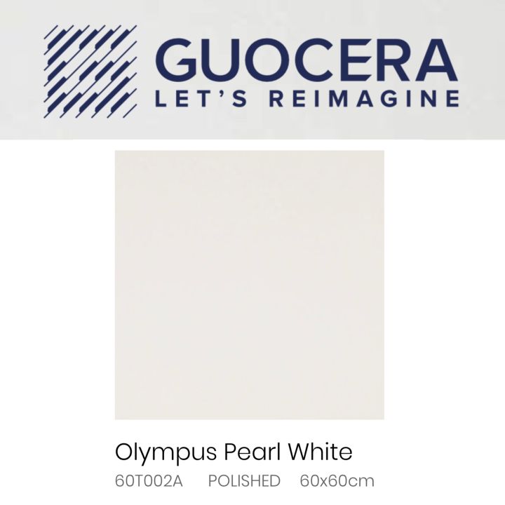 GUOCERA 60T002A 60×60cm Polished Porcelain Tile - Olympus Pearl White ...