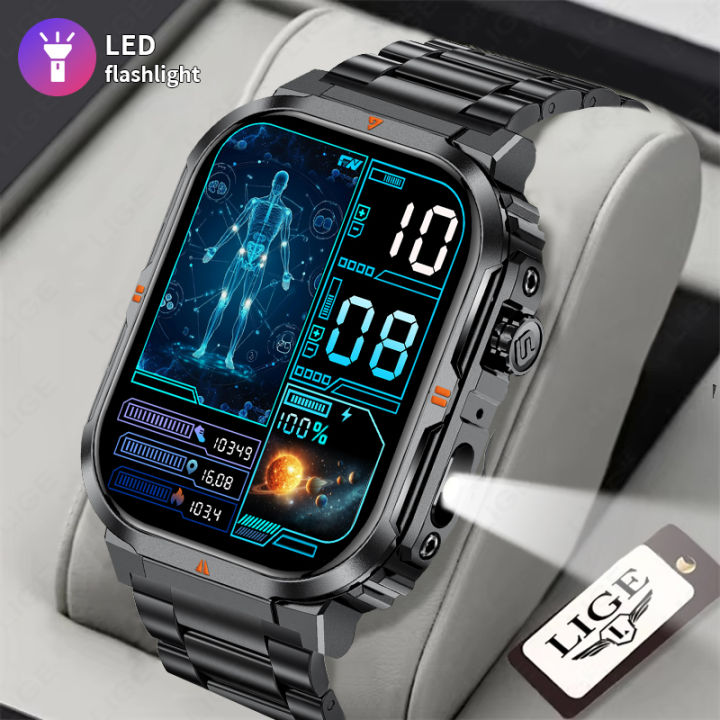 LIGE New Smart Watch Men Women LED Flashlight Outdoor Sports Watches ...