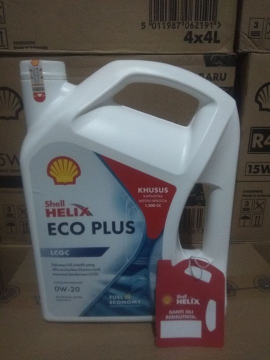 oli mobil Shell helix ECO PLUS SAE 0w-20 ( LCGC ) kemasan 3Liter ...