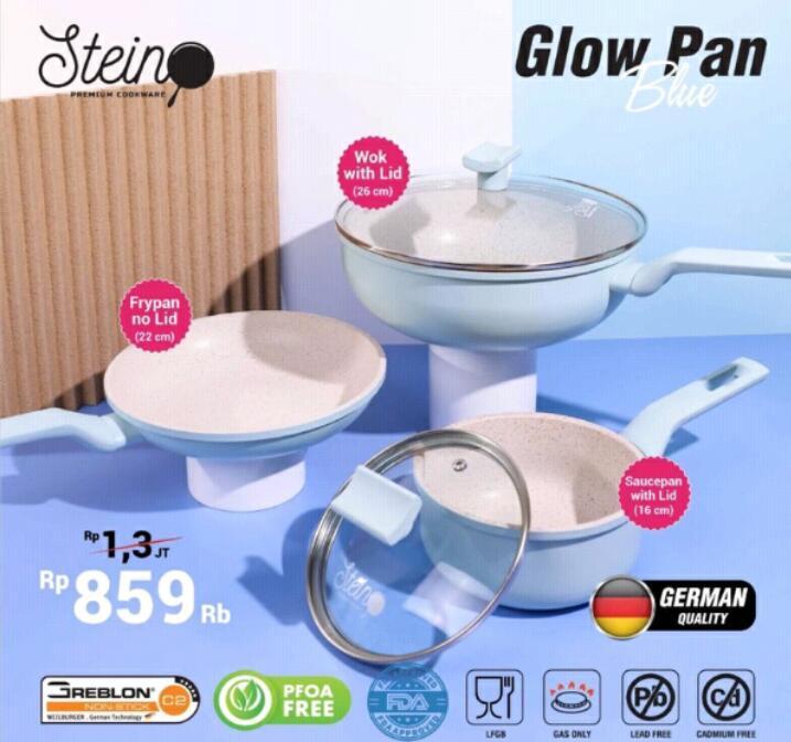Glow Pan Biru New Color + Pisau Neo Stein Cookware | Lazada Indonesia