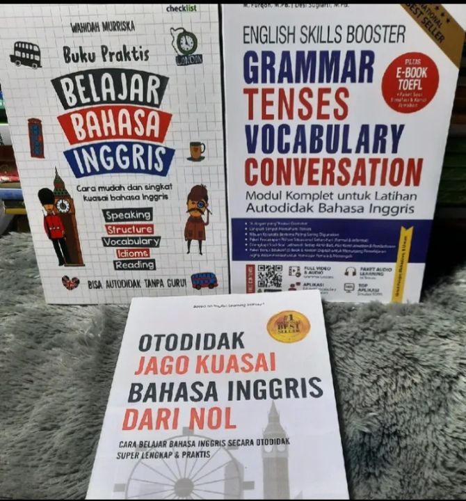 Paket 3 buku GRAMMAR TENSES VOCABULARY CONVERSATION + OTODIDAK JAGO KUASAI BAHASA INGGRIS DARI ...