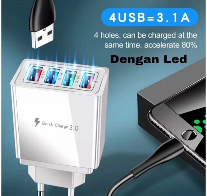 batok charger 4 port fast charging travel charger 4 port 3.1A | Lazada ...