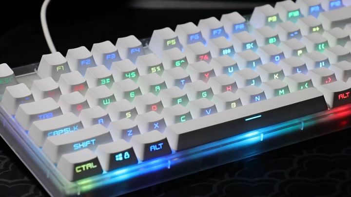 133 Key White PBT Keycap Backlit RGB OEM Profile Side Print Shine ...