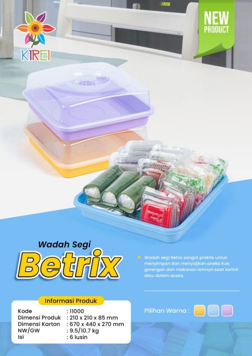 TEMPAT KUE PERSEGI BETRIX KIREI RANDOM | Lazada Indonesia