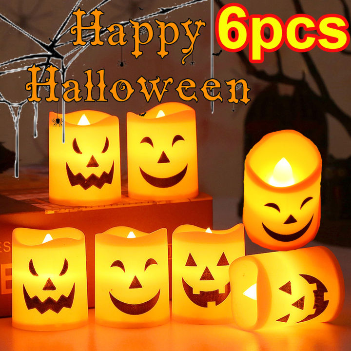 6Pcc Halloween Electronic Candle Lights Ghost Festival Horror Props ...