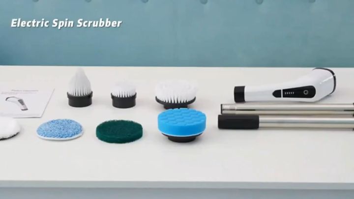 360 electric scrubber mop charging rotary 7-in-1 cleaning brush bucket ...