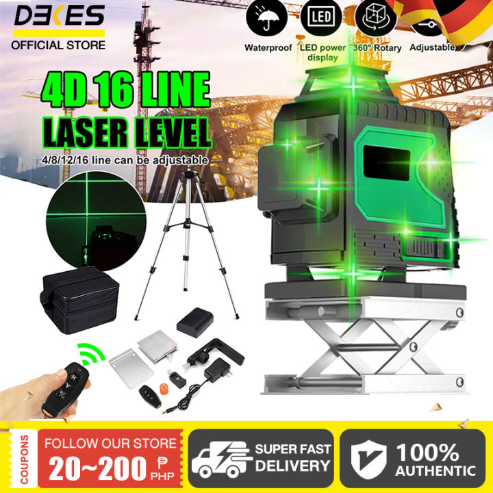 DEKES 12 Lines / 16Lines 3D/4D Laser Level 360° Green Line Set Self ...
