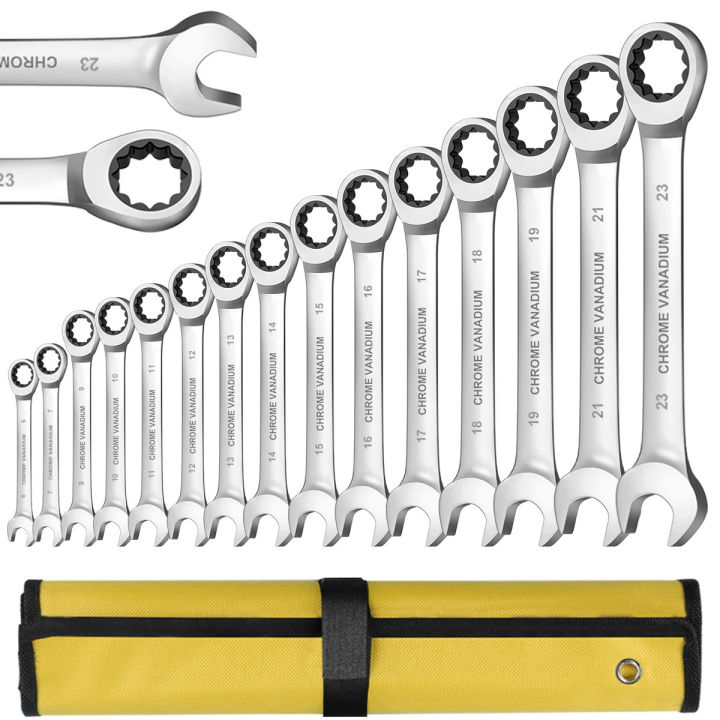WEELEE Ratcheting Combination Wrench Set, Metric 6-19mm Auto Repair Key ...