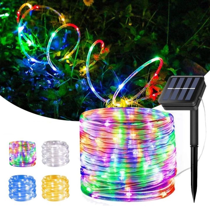 Raya solar 50/100 LED Outdoor Solar Rope String Lights 8 Modes LED ...