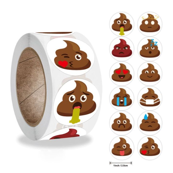 New round Poop Emoji Decorative Stickers Party Gift Poop Set Sealing ...